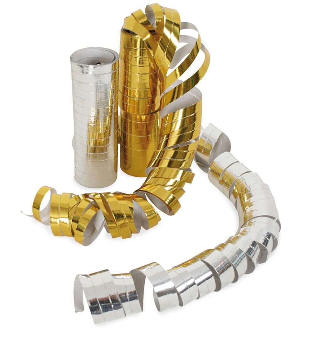 Luftschlangen gold/silber, sort. Farben, 2,99